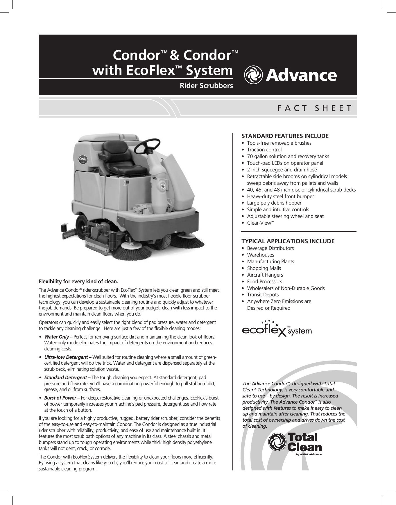 Nilfisk advance condor 4830c axp rider floor scrubber brochure and ...