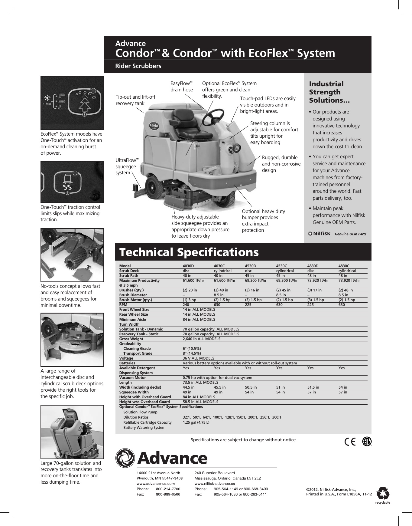 Nilfisk advance condor 4830c axp rider floor scrubber brochure and ...