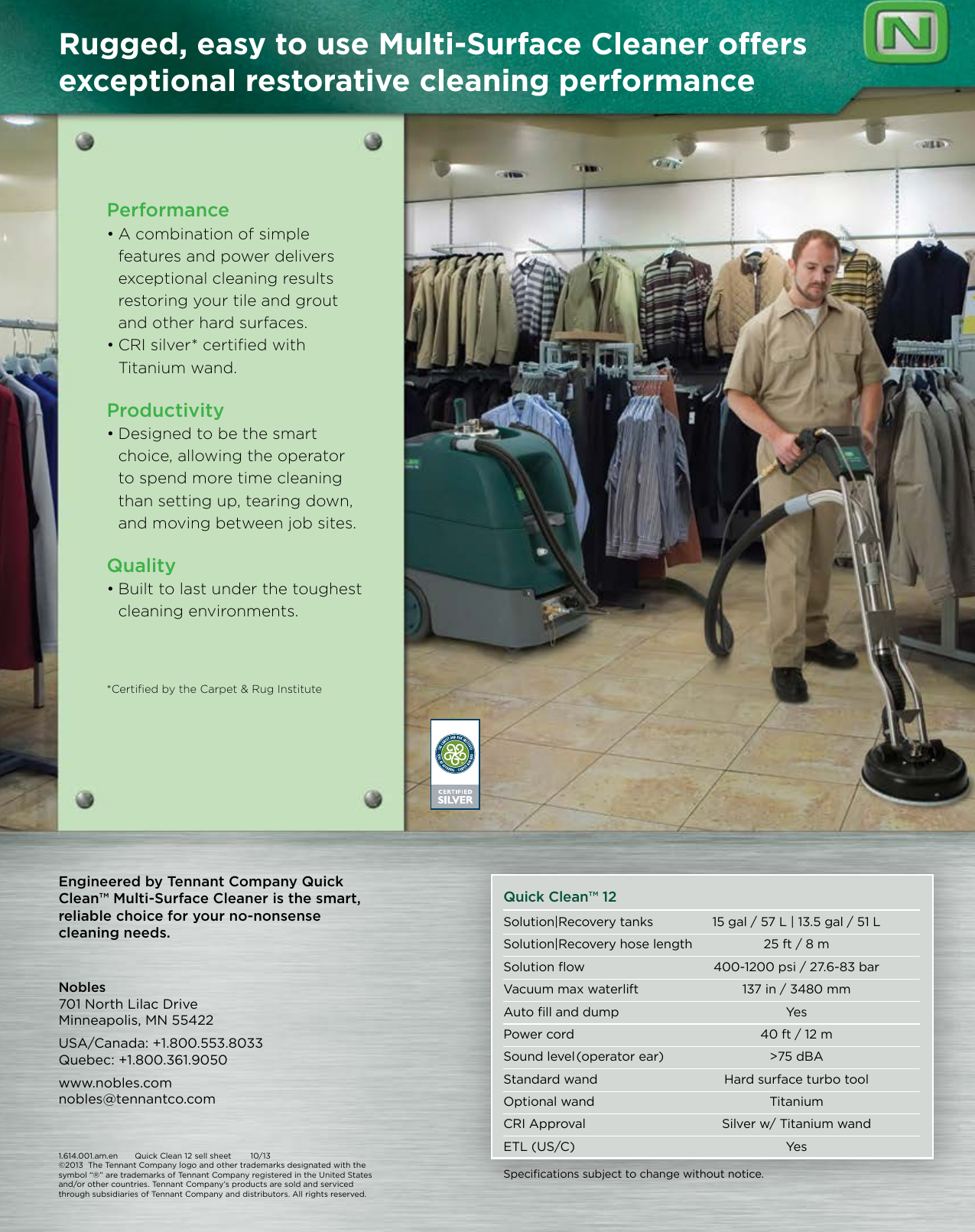 Quick Clean 12 Brochure Nobles multi surface cleaning machine