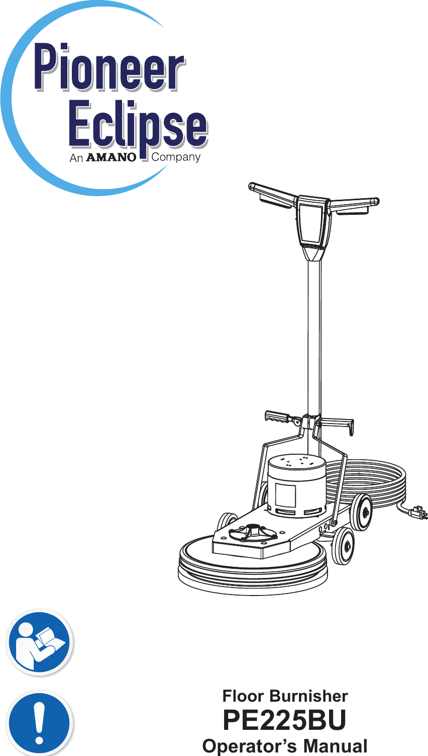 Pioneer eclipse 225bu floor burnisher operators manual