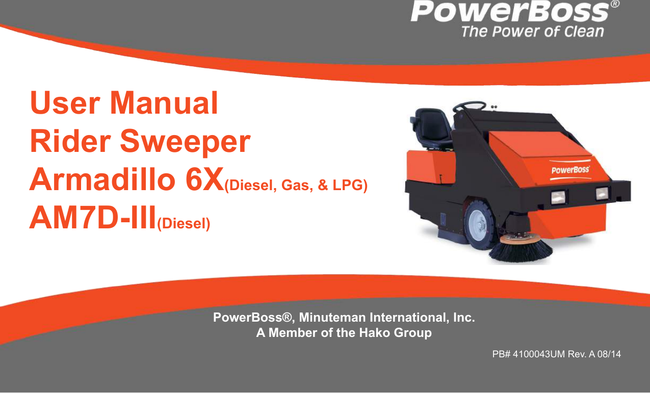 Powerboss armadillo 6x ride on floor sweeper operators manual