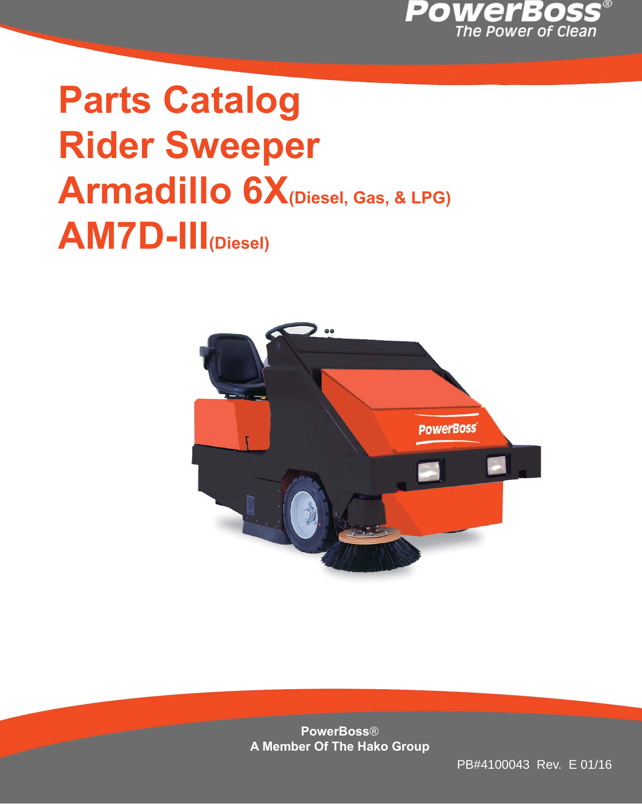 4100043 Powerboss armadillo 6x ride on floor sweeper parts manual