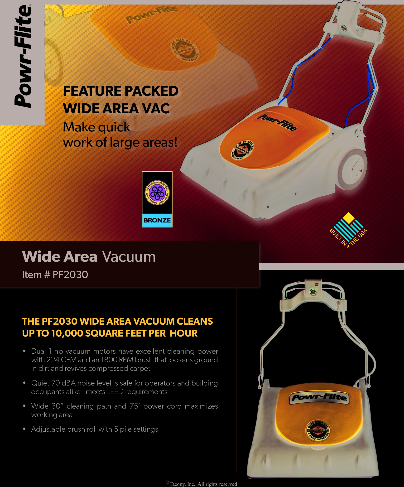 Sweepscrub Powr Flite Pf2030 Vacuum Specifications User Manual