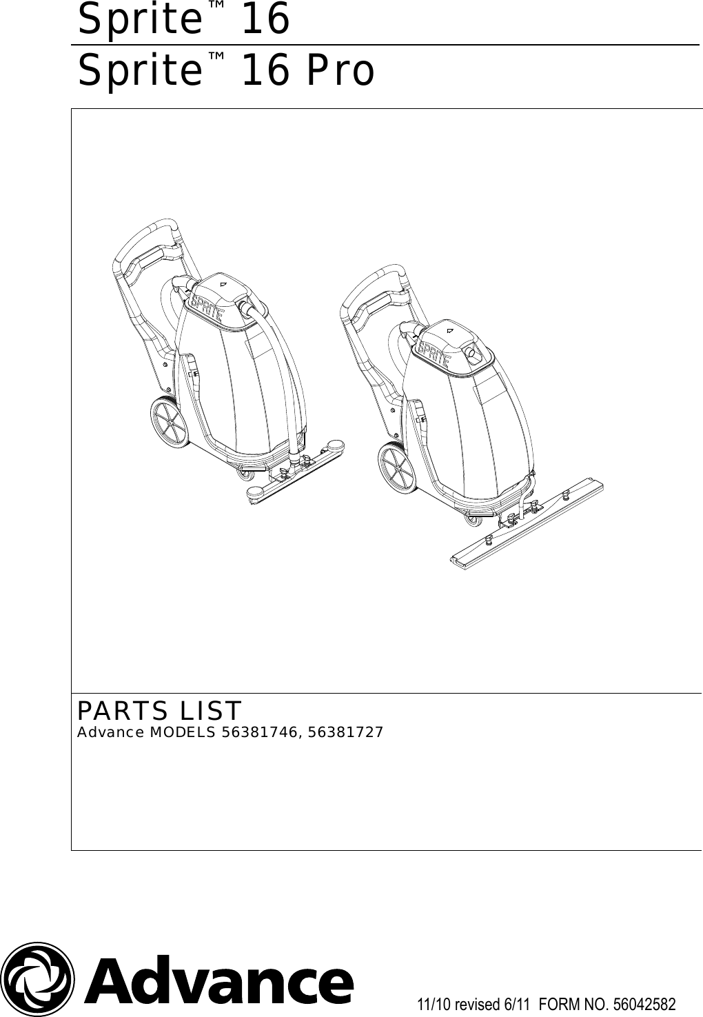 Sprite 16 Pro Parts Manual
