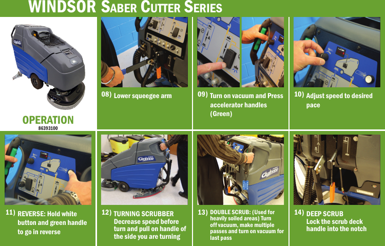 Windsor saber cutter 26 walk behind scrubber operators manual