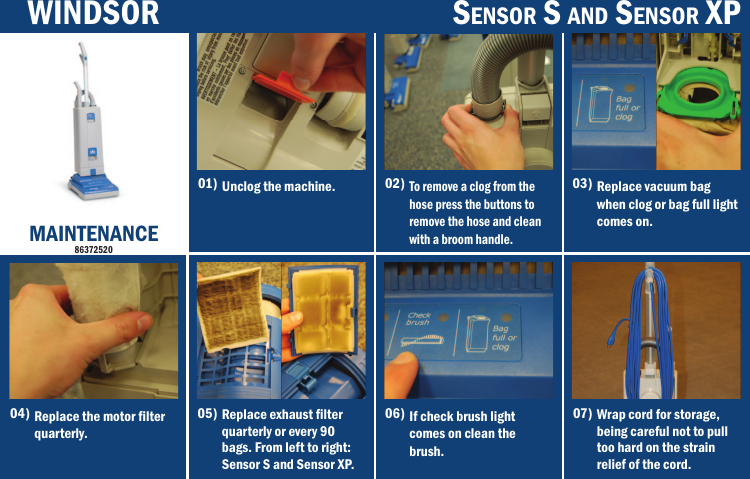 Windsor sensor upright vacuum operators manual