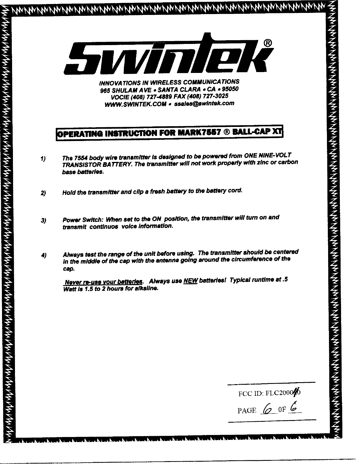 Swintek 200040 User Manual 65758