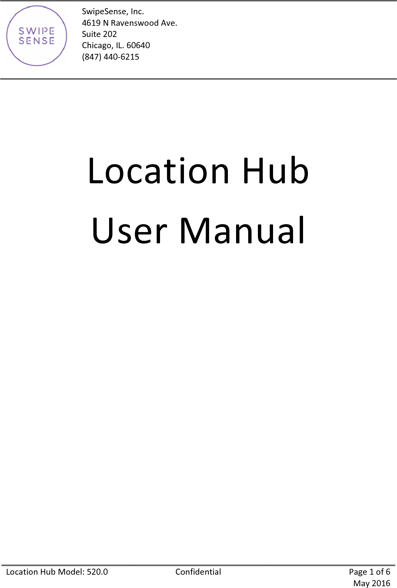 SwipeSense HUB520 Location Hub User Manual