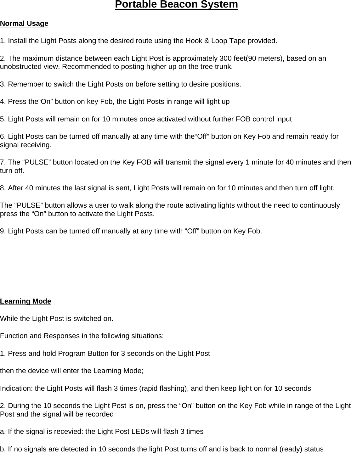 Swiss Tech Acquisitions 50125T Portable Beacon System User Manual ...