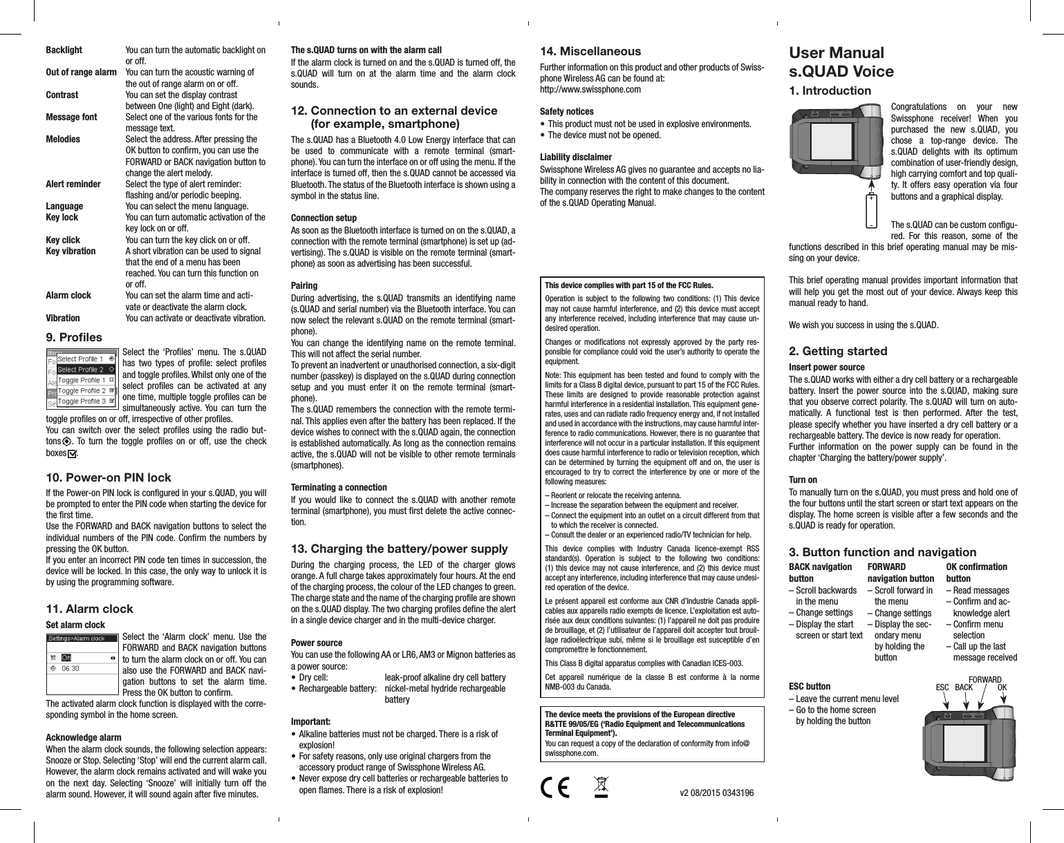 Swissphone Wireless SQD s.Quad universal Paging hardware User Manual BA Quad Voice en neu indd
