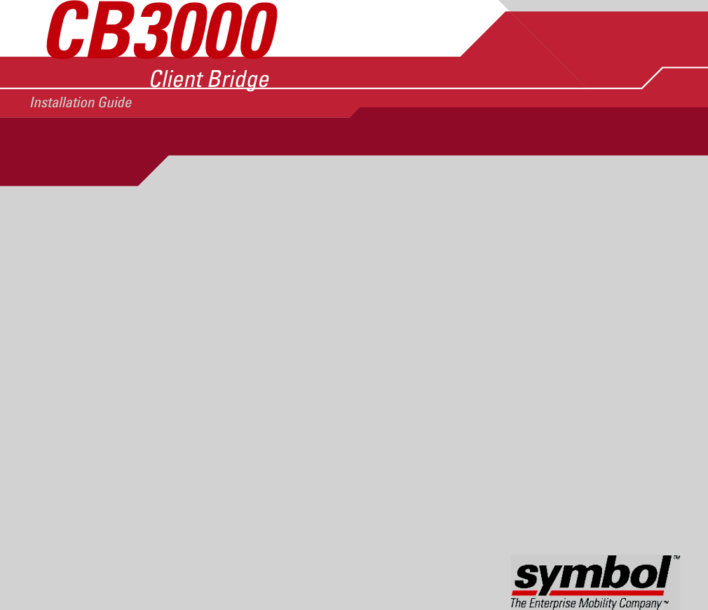 Symbol Technologies CB3000 Client Bridge 3000 Series User Manual CB3K QIG