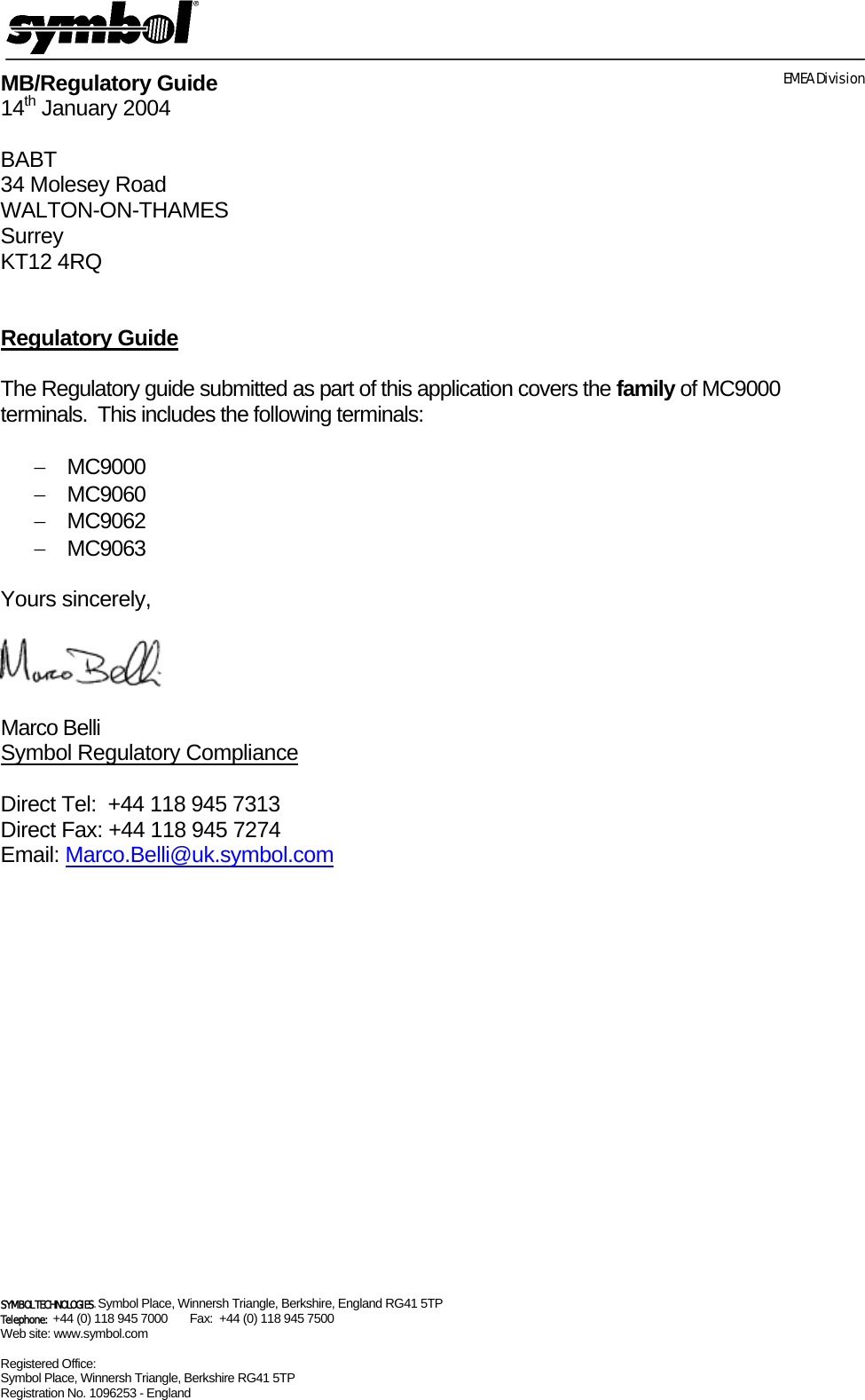 Symbol Technologies MC9060B Mobile Computer with 2 Radios User Manual ...