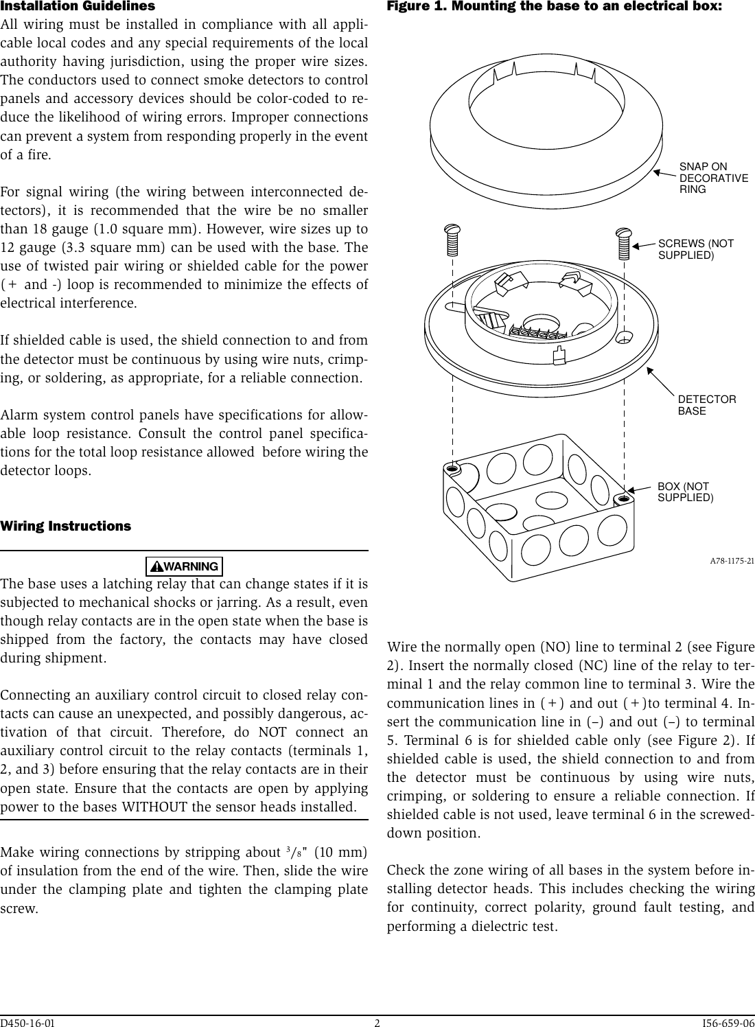 System Sensor Plug In Relay Detector Bases B224Rba Users Manual 659 06