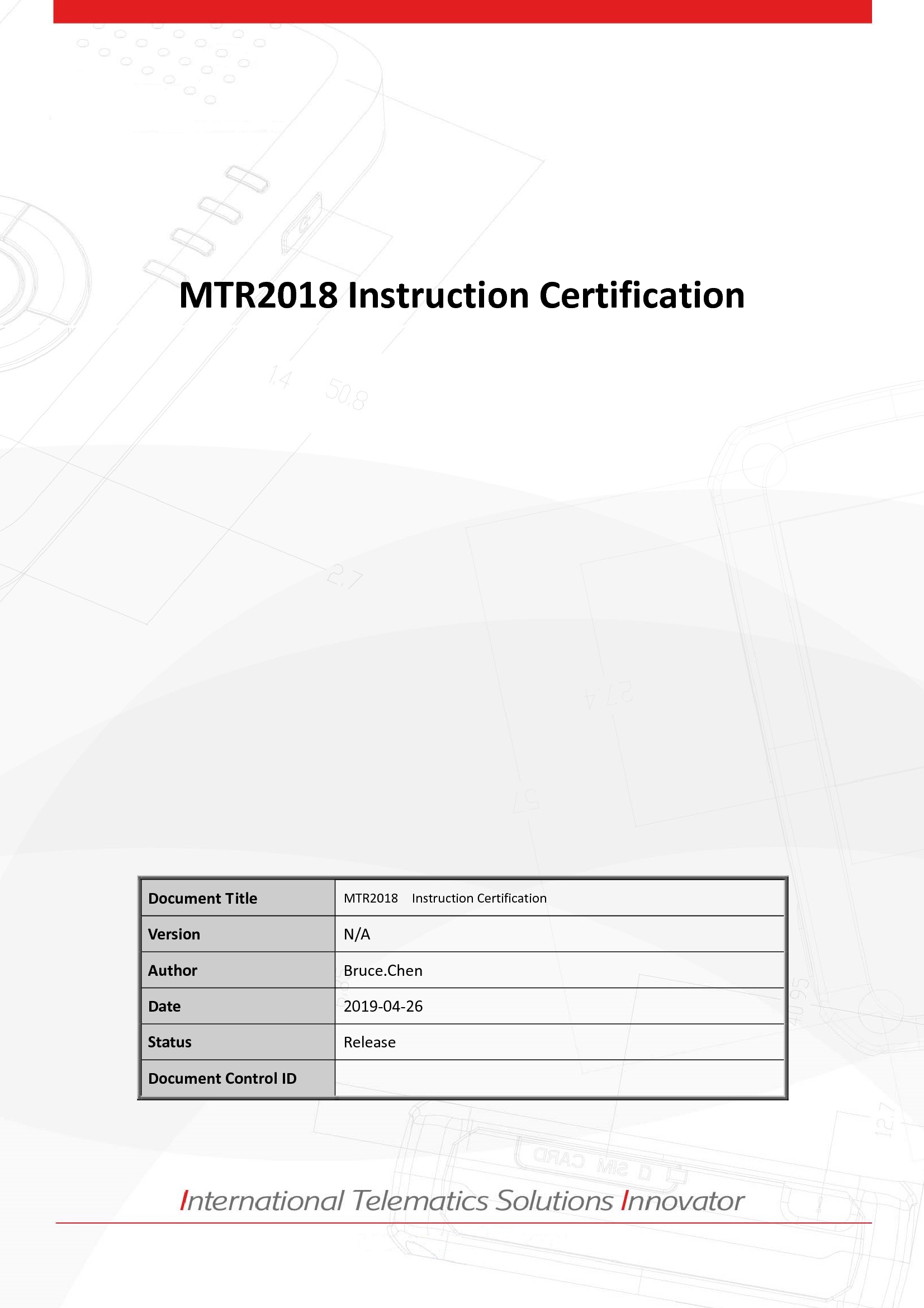 TARGA TELEMATICS MTR2018 RFID Reader User Manual