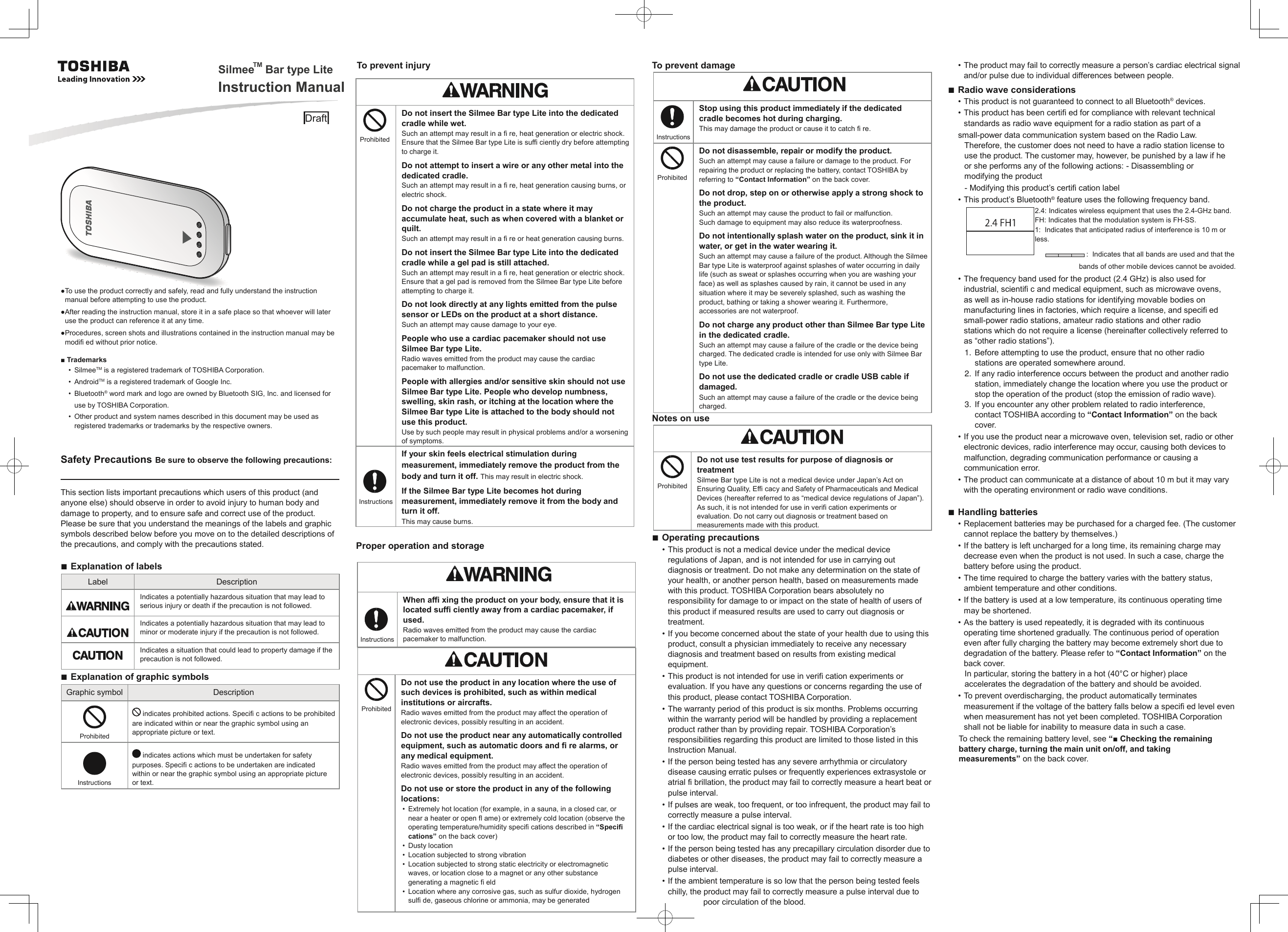 TDK S1150SL00 Wearable bio-sensing device User Manual 150317c1 Silmee ...
