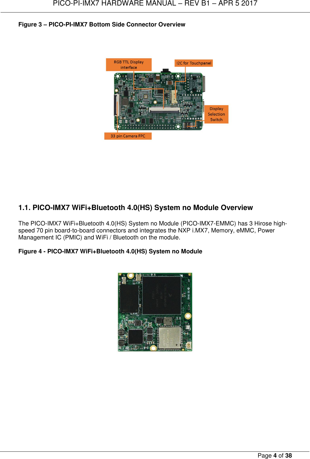 TECHNEXION PICOIMX7 WiFi+Bluetooth 4.0(HS) System on Module User Manual