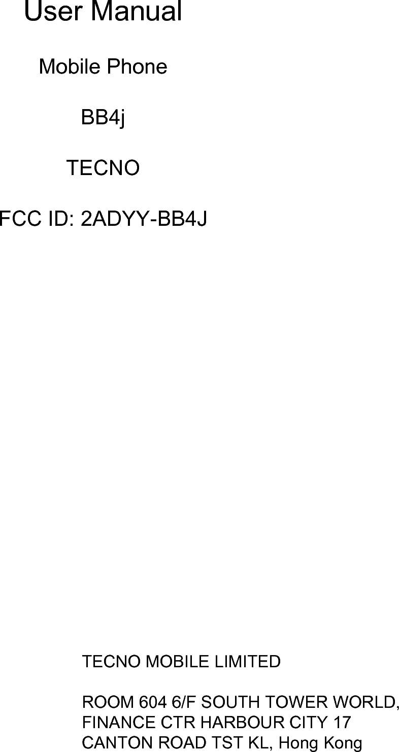 TECNO MOBILE BB4J Mobile Phone User Manual BB4j