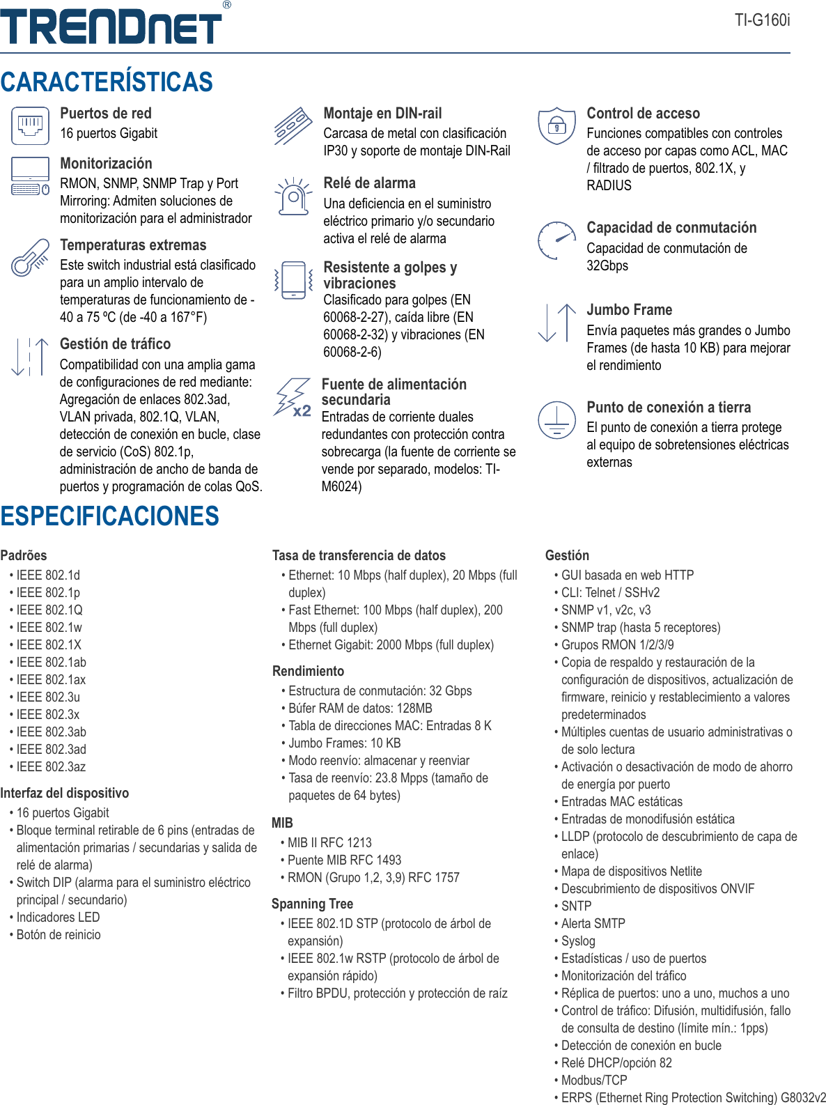 TRENDnet SP_datasheet_TI G160i_(v1.0R) SP Datasheet TI G160i (v1.0R)