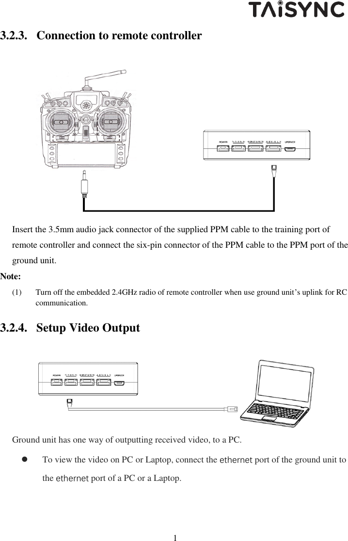 Taisync Technology T18V12110 2.4GHz HD Wireless Link User Manual