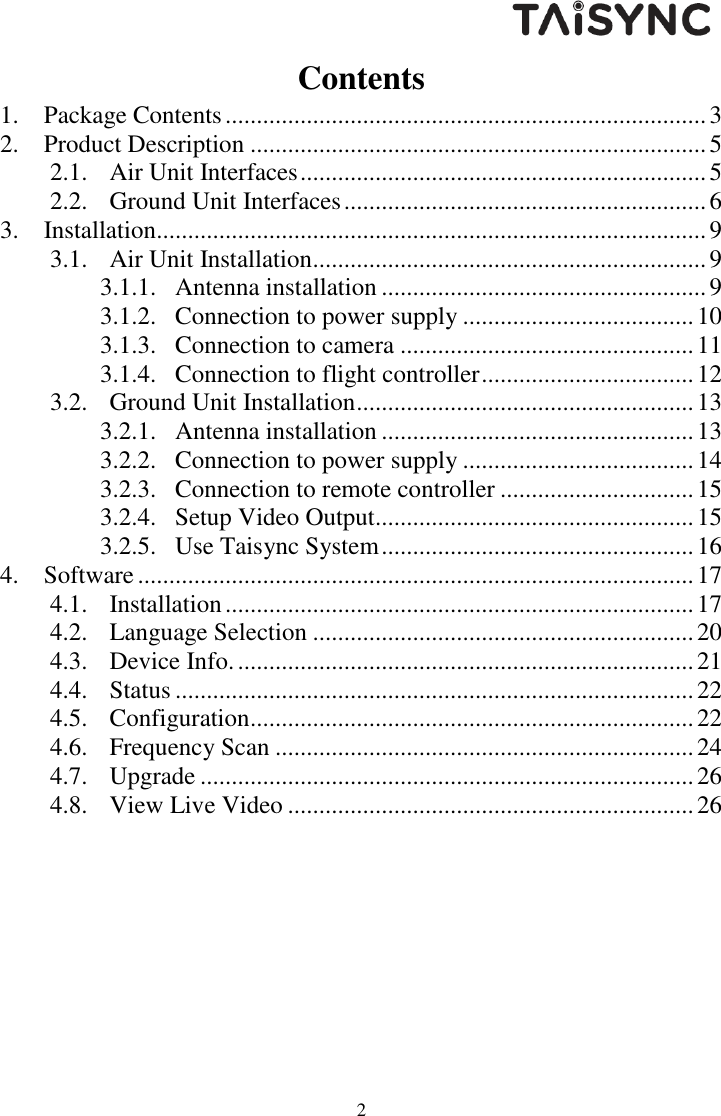 Taisync Technology T18V12110 2.4GHz HD Wireless Link User Manual