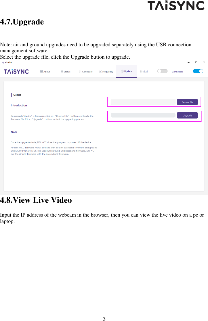 Taisync Technology T18V12110 2.4GHz HD Wireless Link User Manual