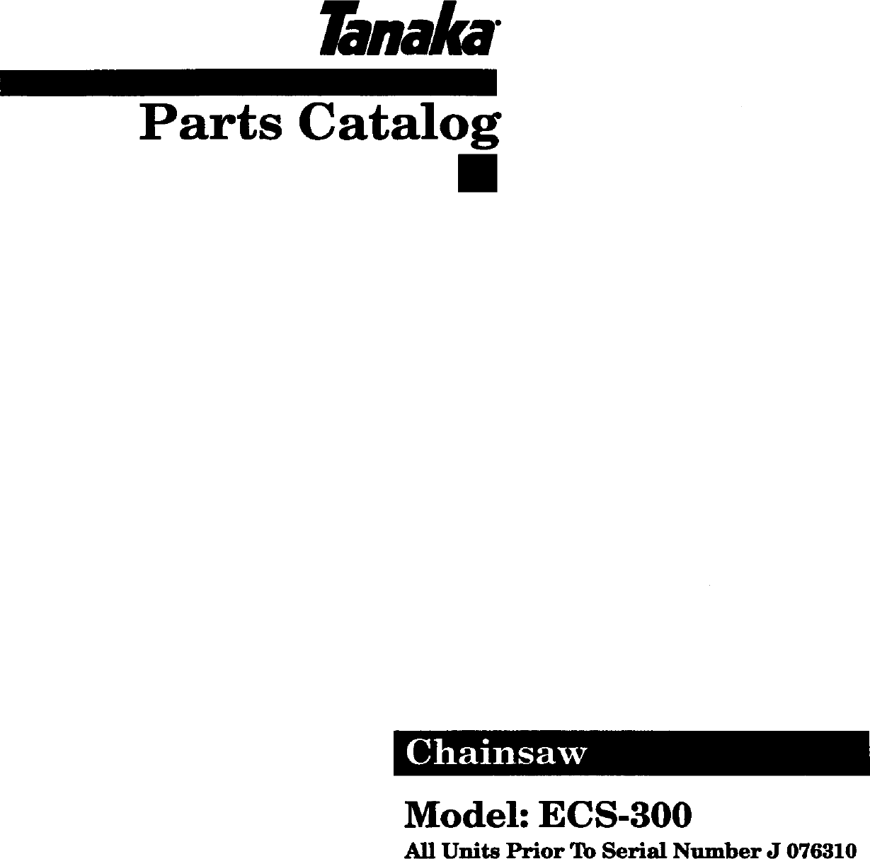 Tanaka Ecs 300 Users Manual