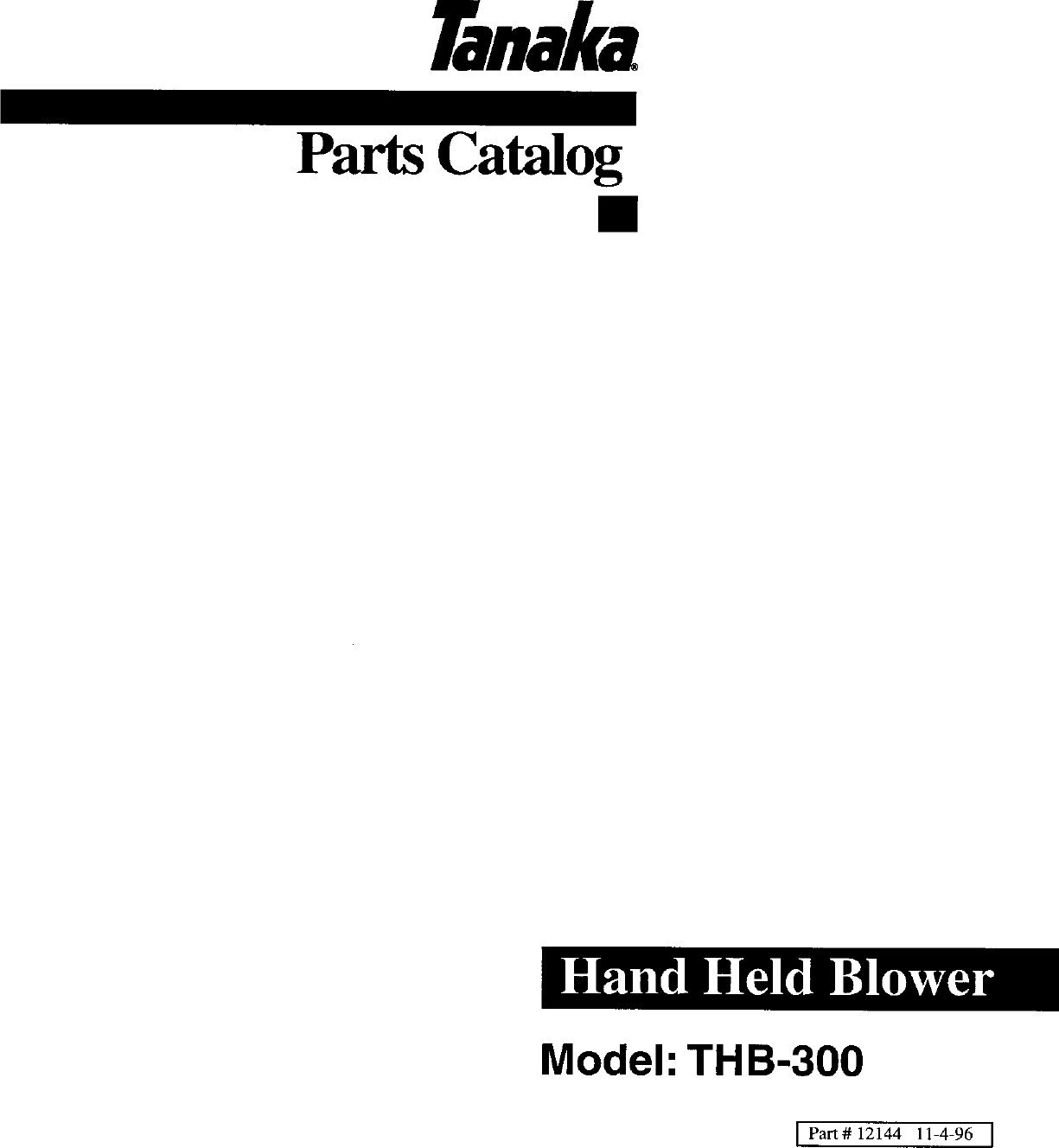Tanaka Thb 300 Users Manual