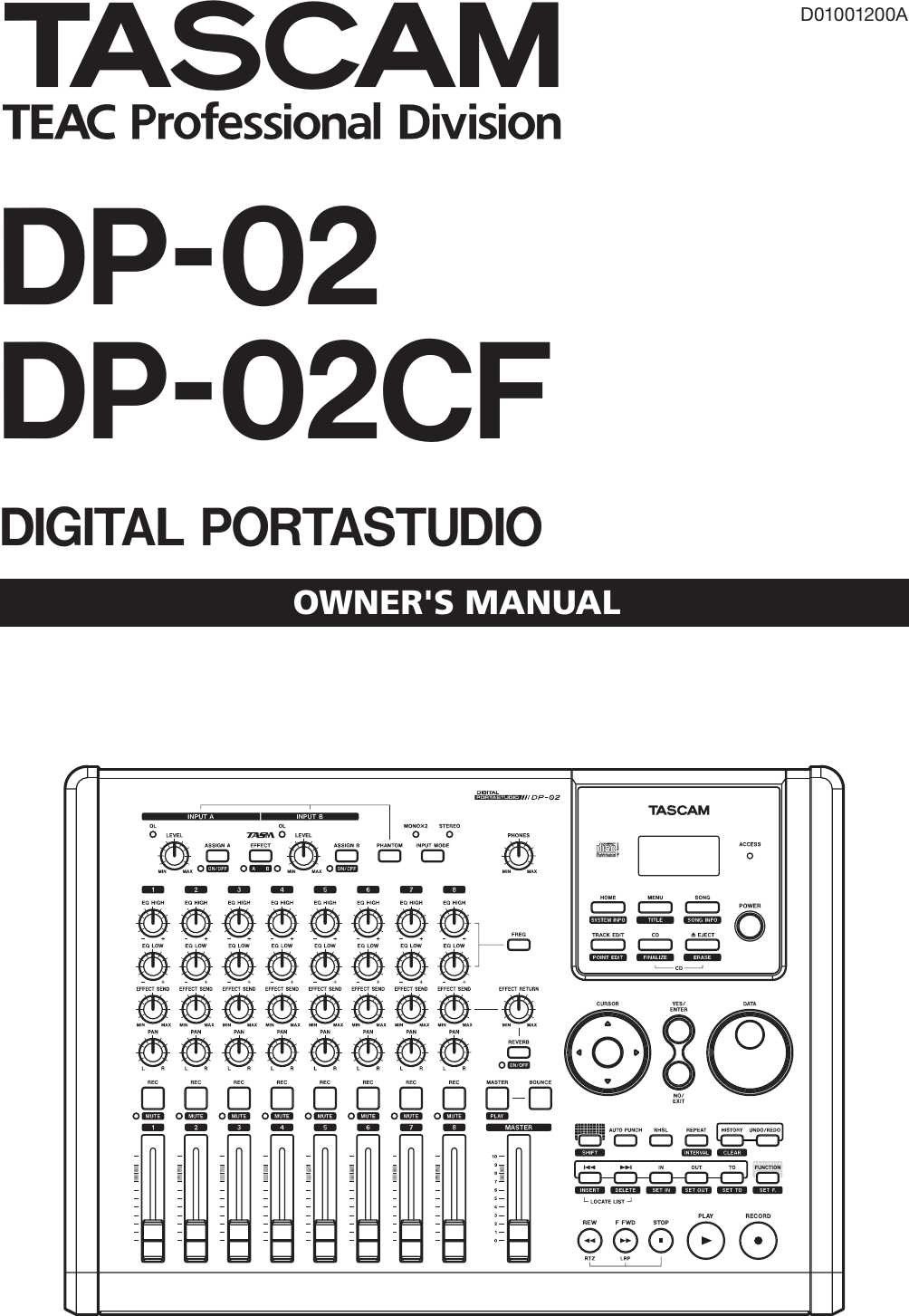 Tascam Dp 02 Users Manual 02/DP 02CF OWNER'S / ENGLISH