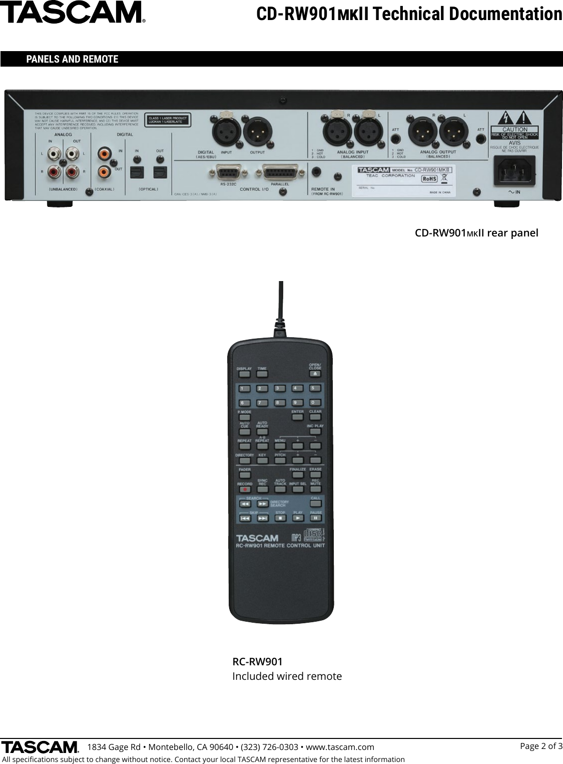 Tascam Tas Cdrw901mkii Techdoc
