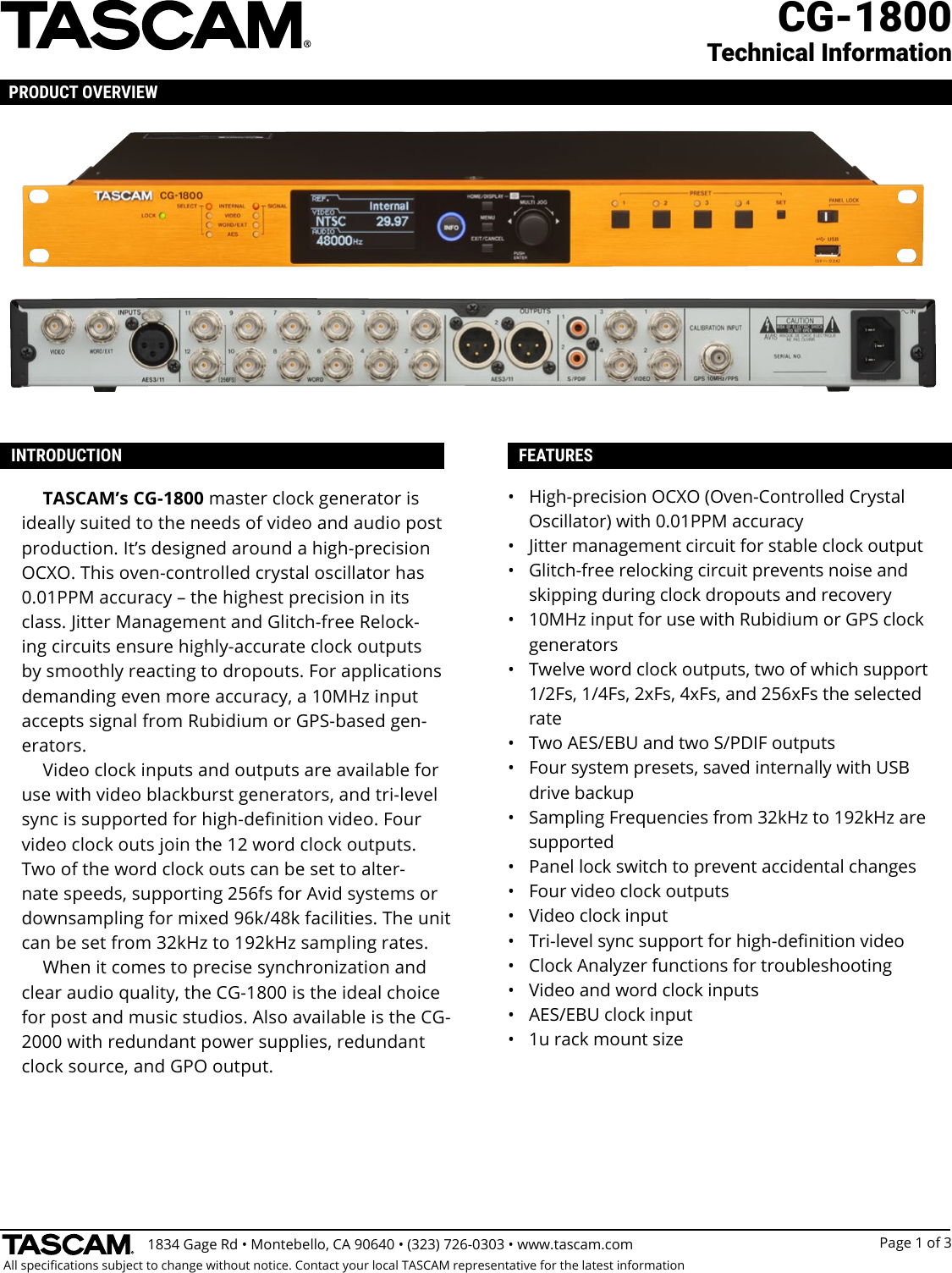 Tascam Tas Cg1800 Techdoc