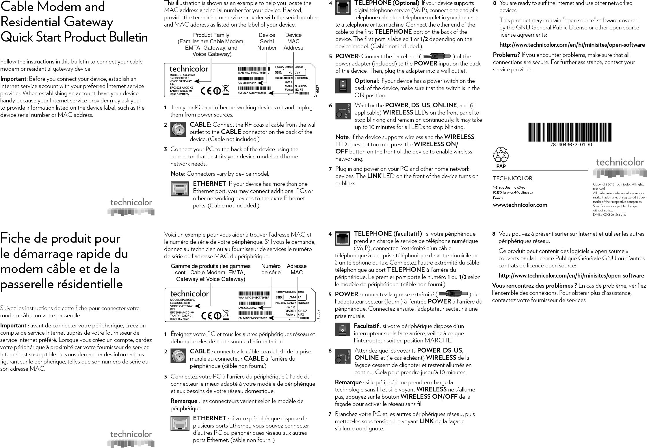 Technicolor Connected Home USA CGA4234 DOCSIS3.1 Wireless Residential ...