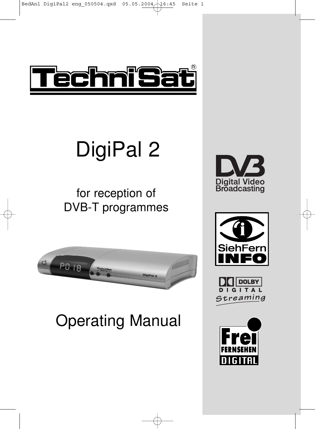 Technisat Digipal 2 Users Manual BedAnl DigiPal2 Eng_050504