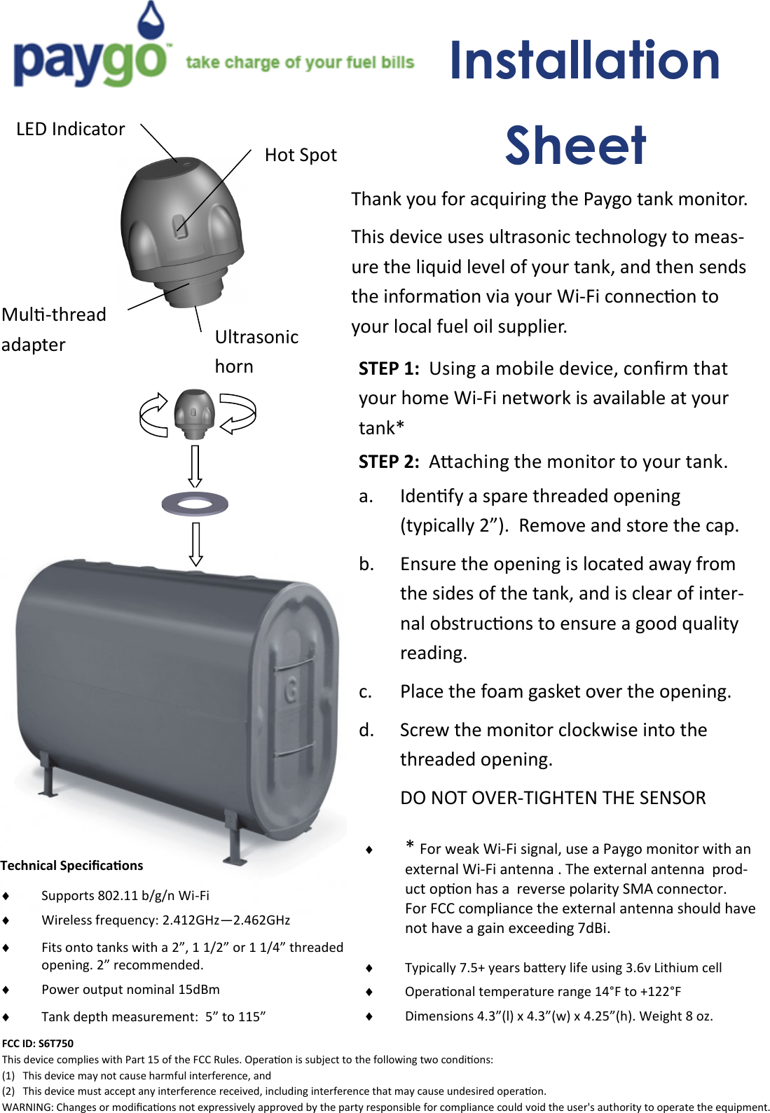 Tekelek Europe 750 Liquid level ultrasonic tank sensor User Manual