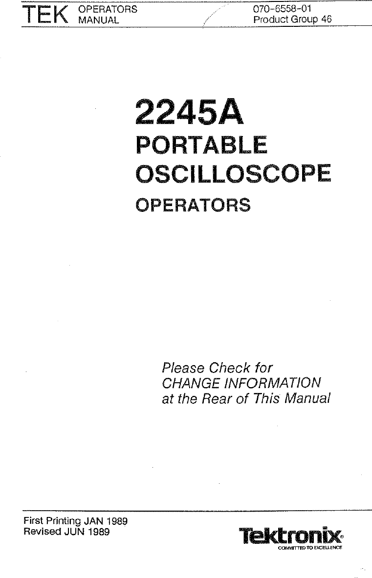 Tektronix 2245A Users Manual