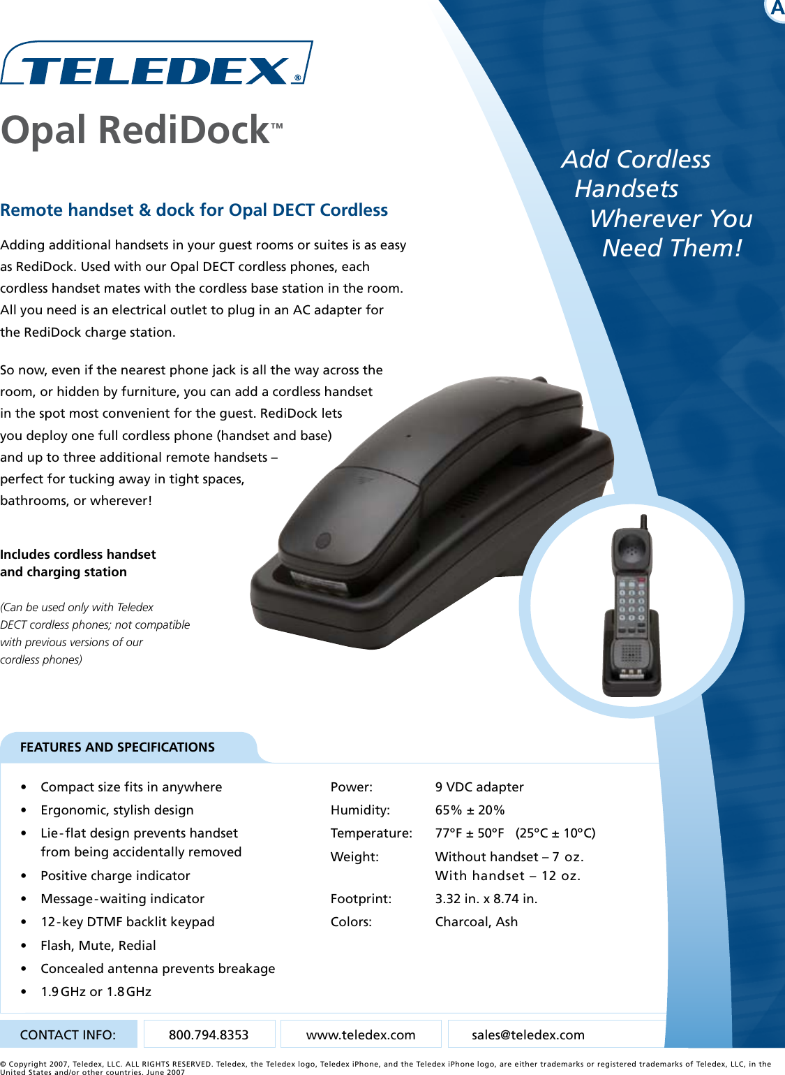 Teledex Opal Redidock Users Manual