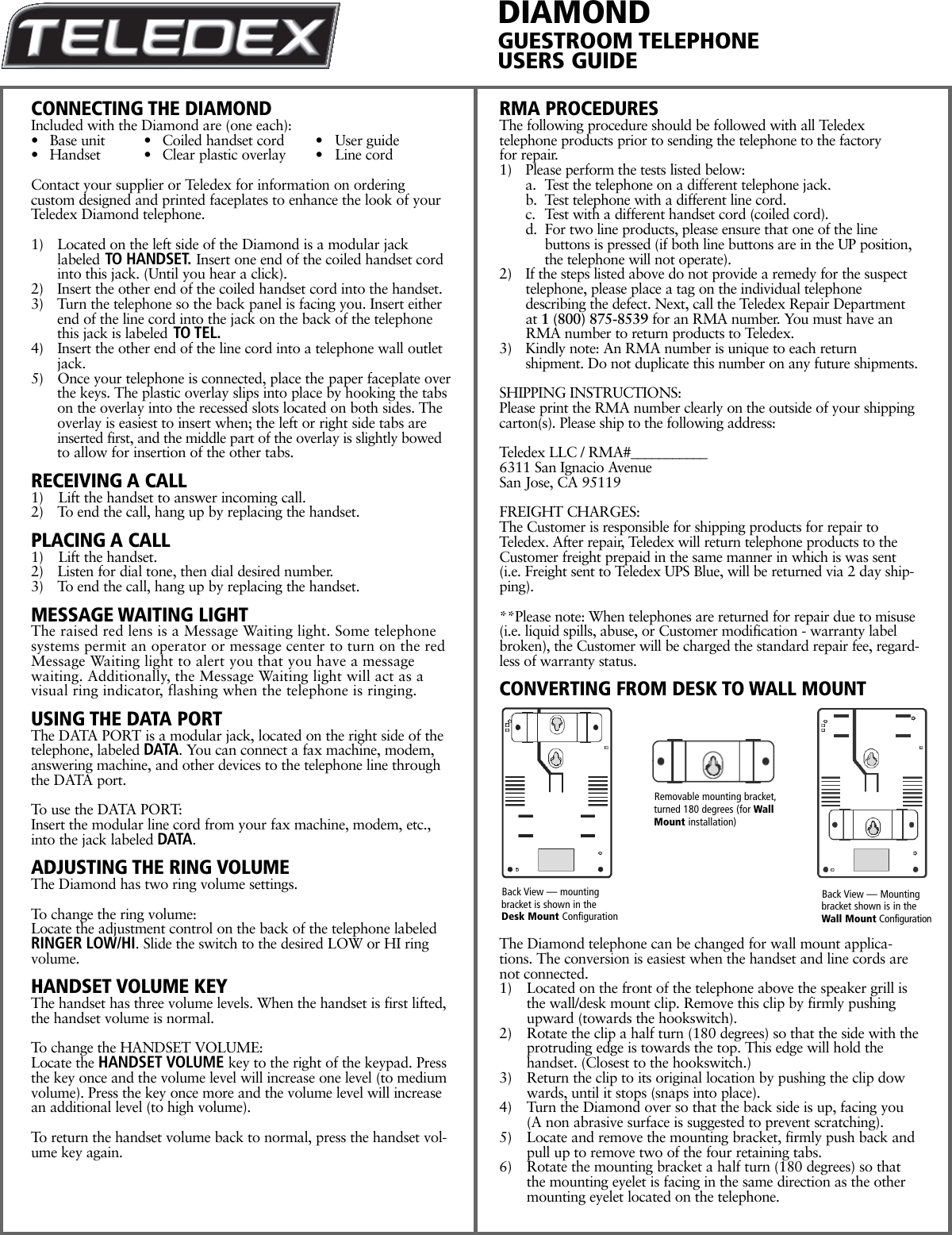 Teledex Telephone 606 0420 00A Users Manual P#_606_0420_00A