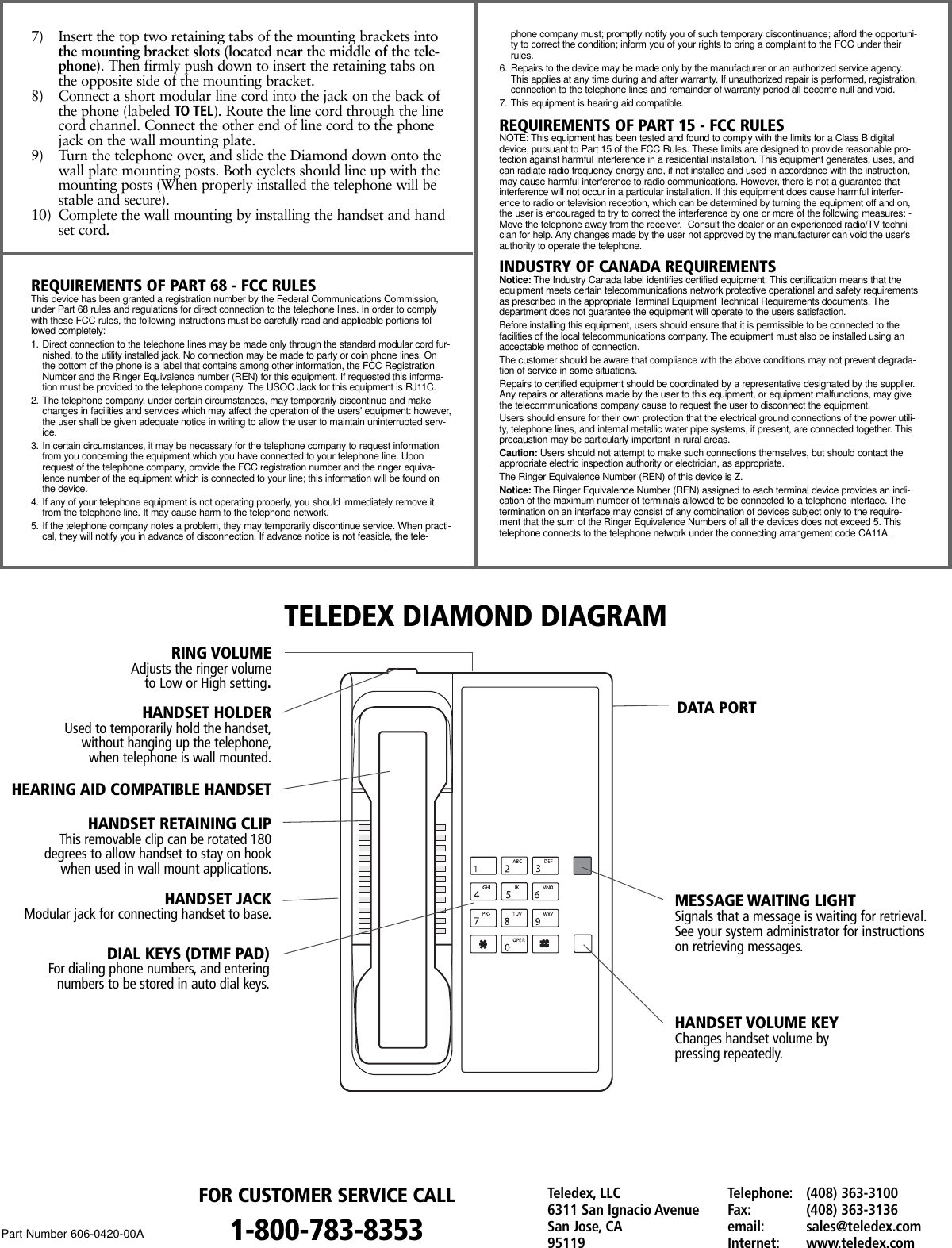 Teledex Telephone 606 0420 00A Users Manual P#_606_0420_00A