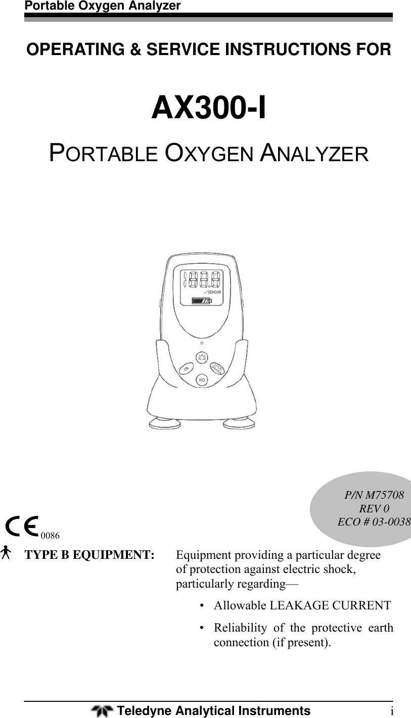 Teledyne Ax300 I Users Manual M75708 0