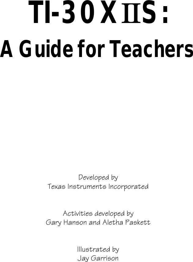 Texas Instruments Ti 30X Iis Scientific Calculator Users Manual 000