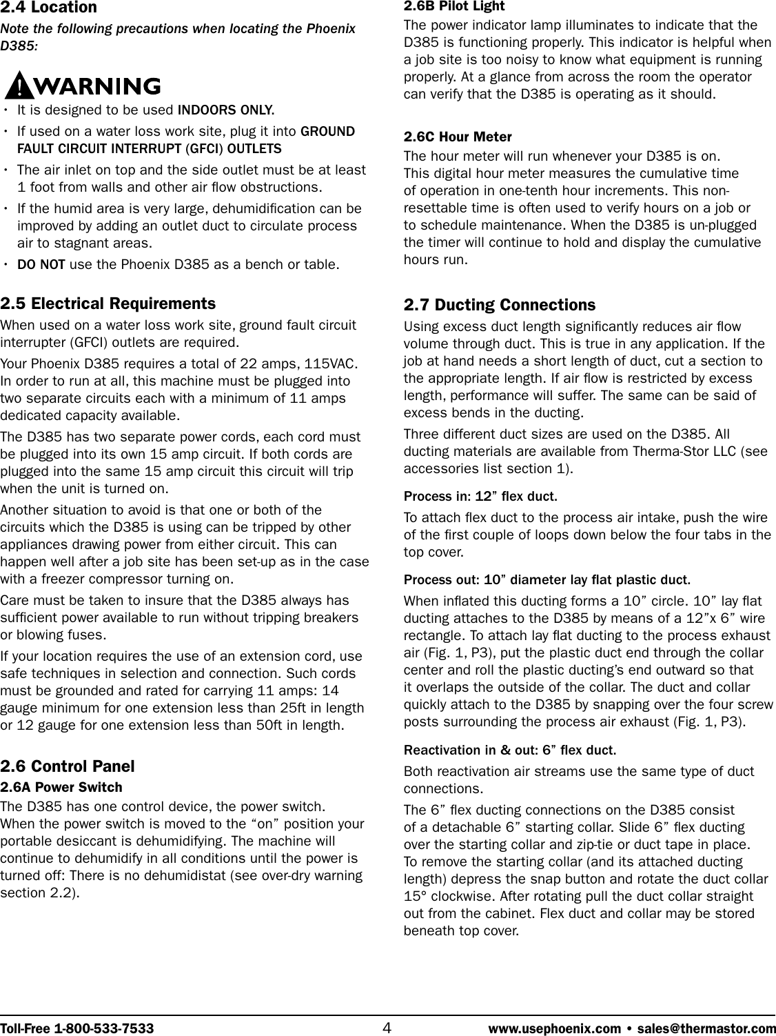 Therma Stor Products Group Phoenix D385 Users Manual