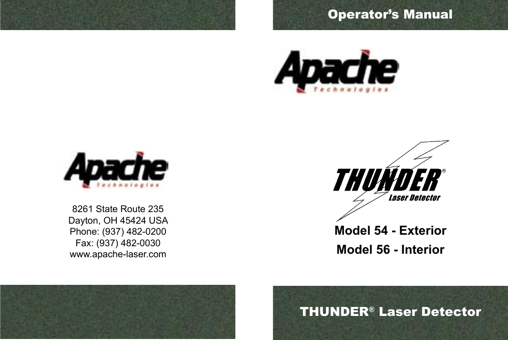 Thunder Group Radar Detector 54 Exterior Users Manual THUNDER5456 ...