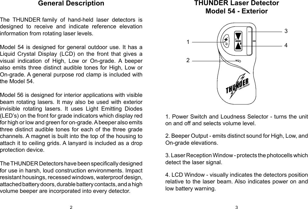 Thunder Group Radar Detector 54 Exterior Users Manual THUNDER5456 ...