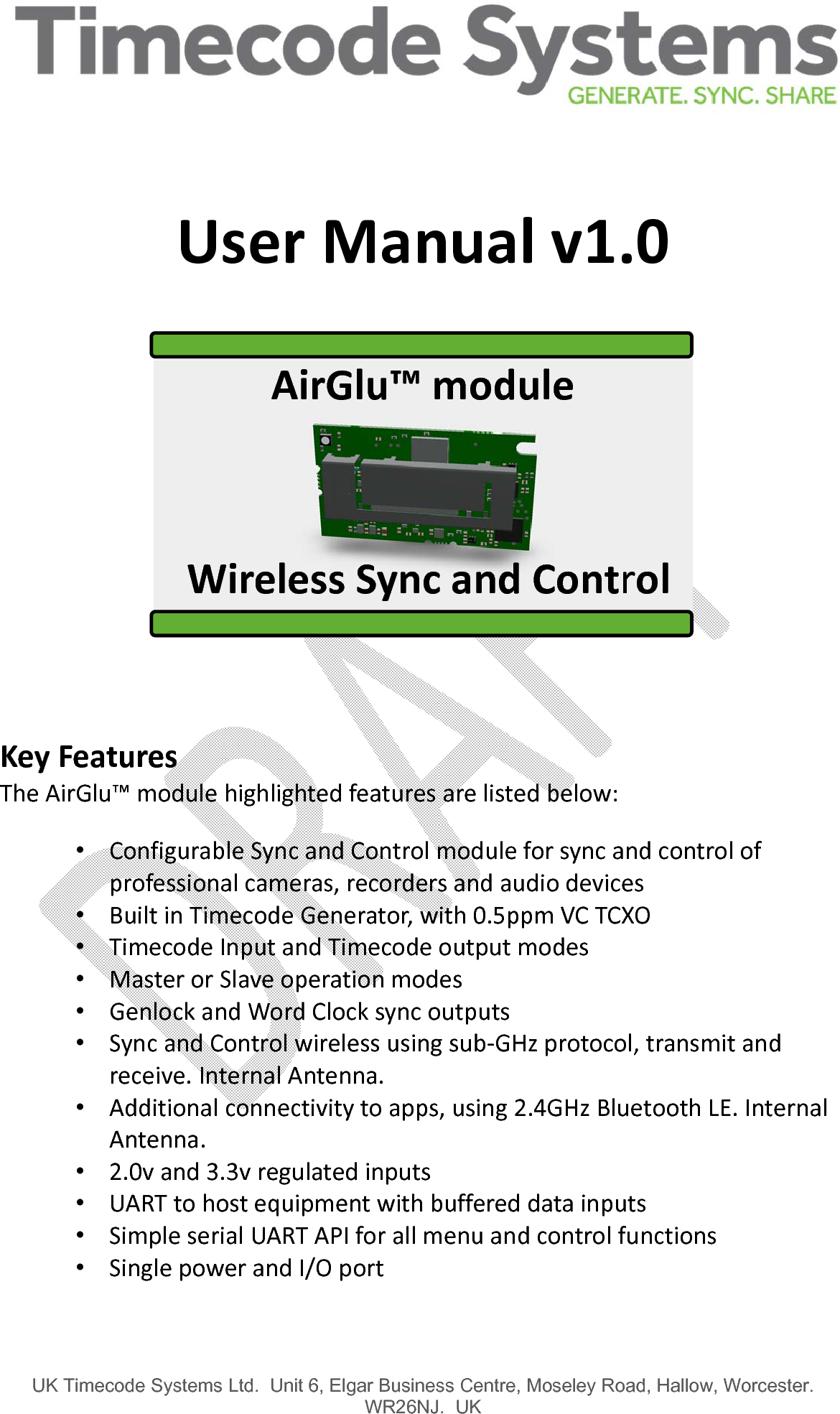 Timecode Systems AGLU01 AirGlu Module Discussion and FAQ