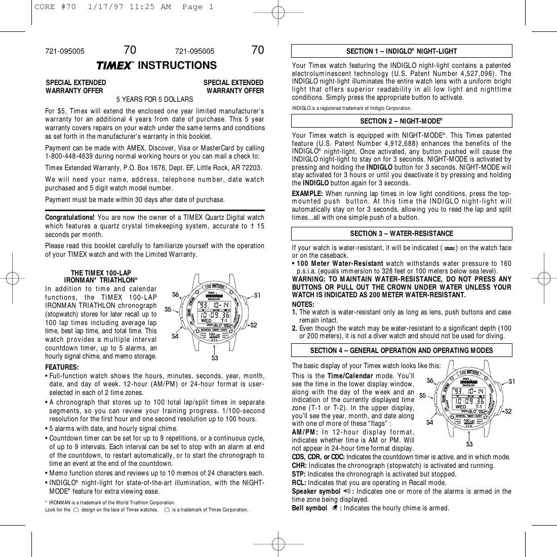 Timex 70 Users Manual