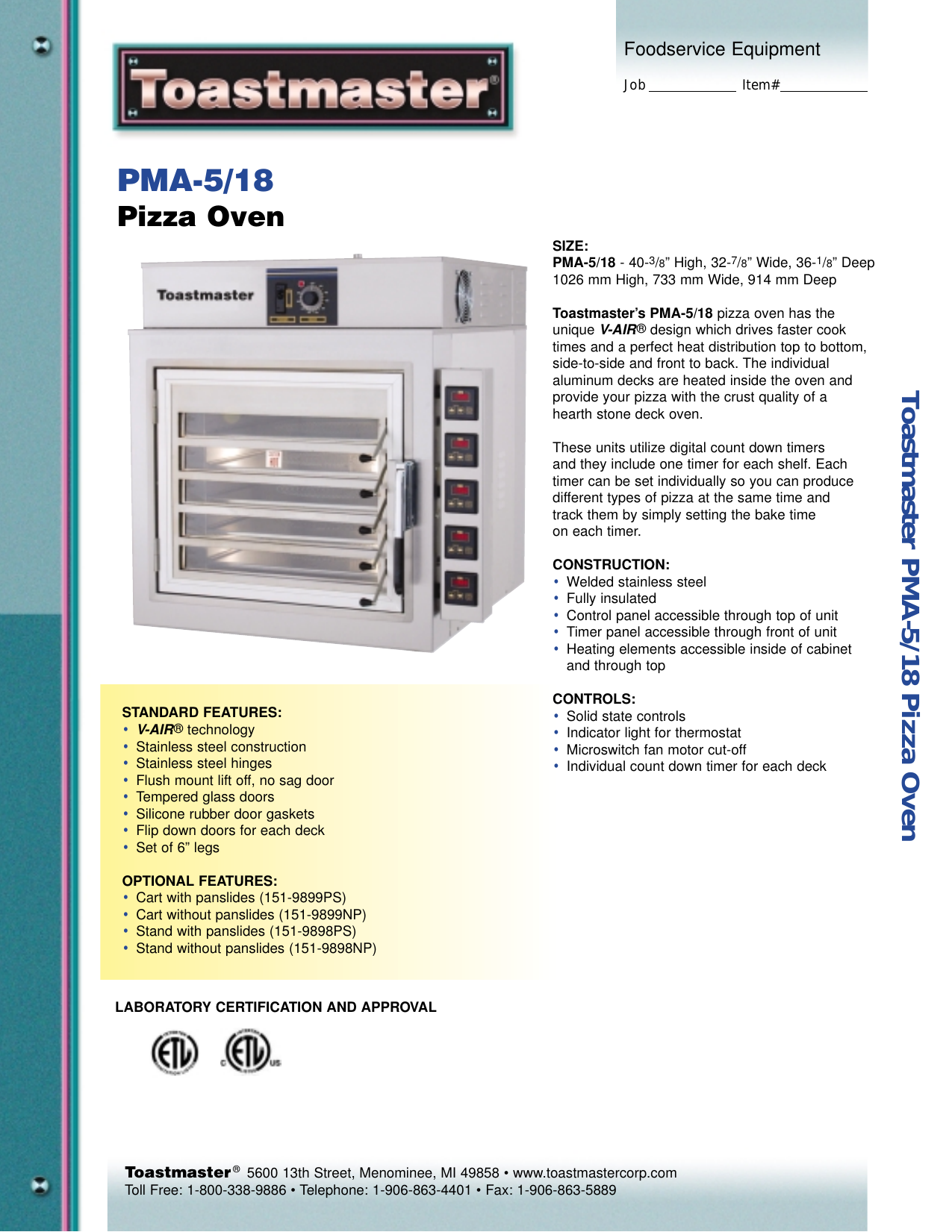 Toastmaster Pma 18 Users Manual