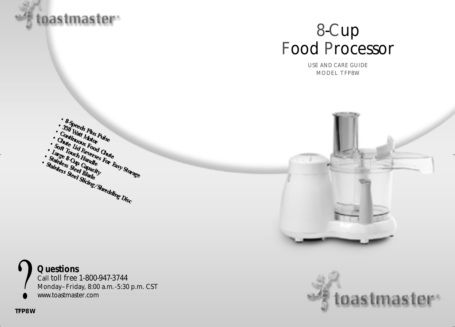 Toastmaster Tfp8W Users Manual