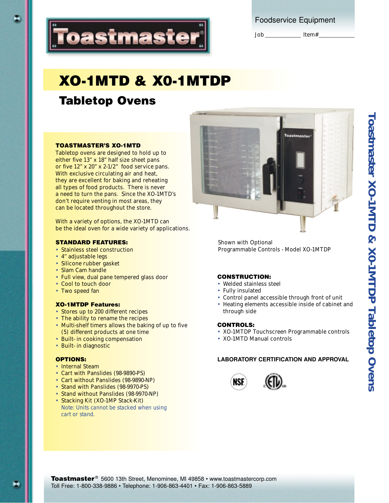 Toastmaster Xo 1Mtd Users Manual
