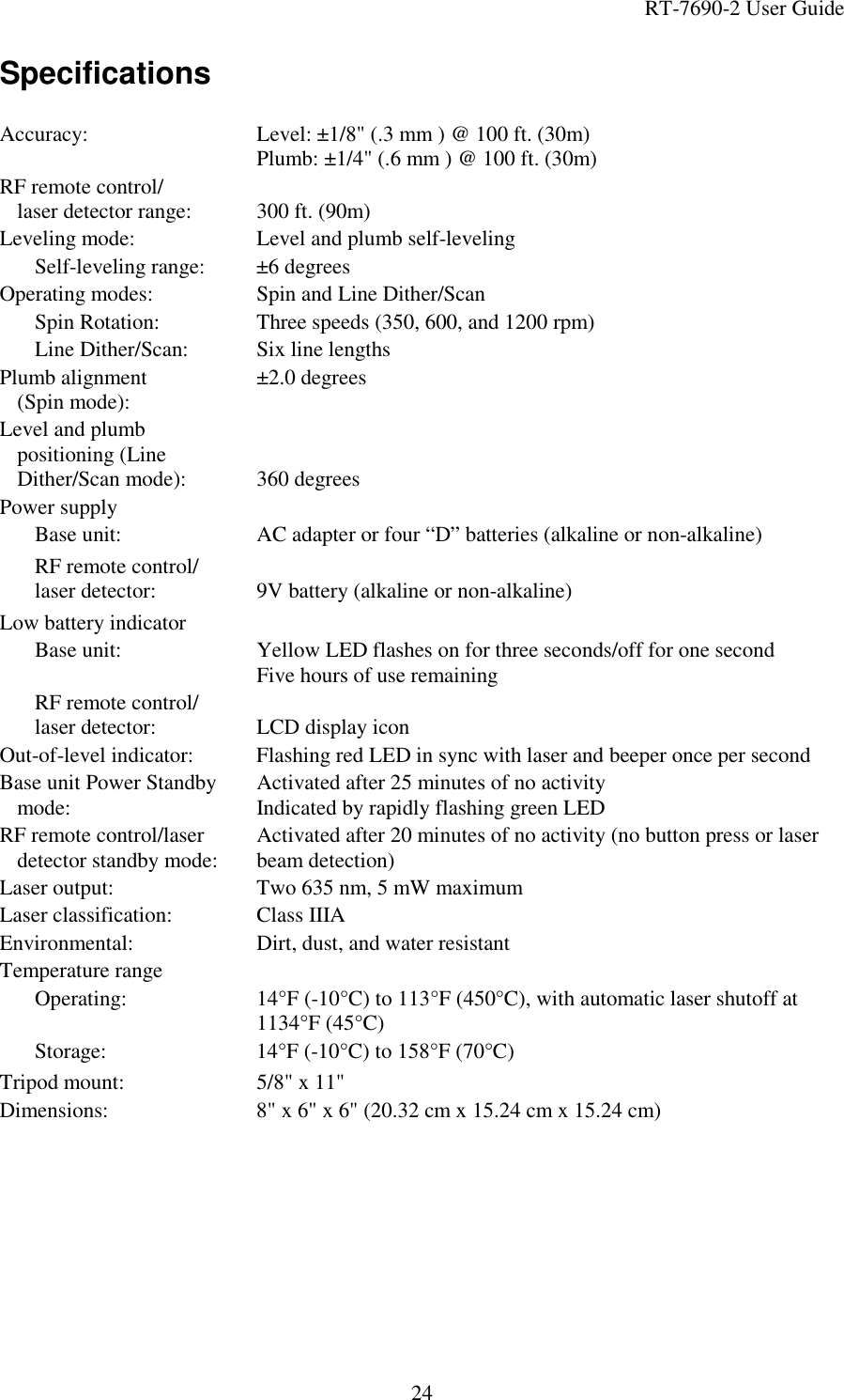 Toolz RT7690 Robolaser 2 (Remote) User Manual