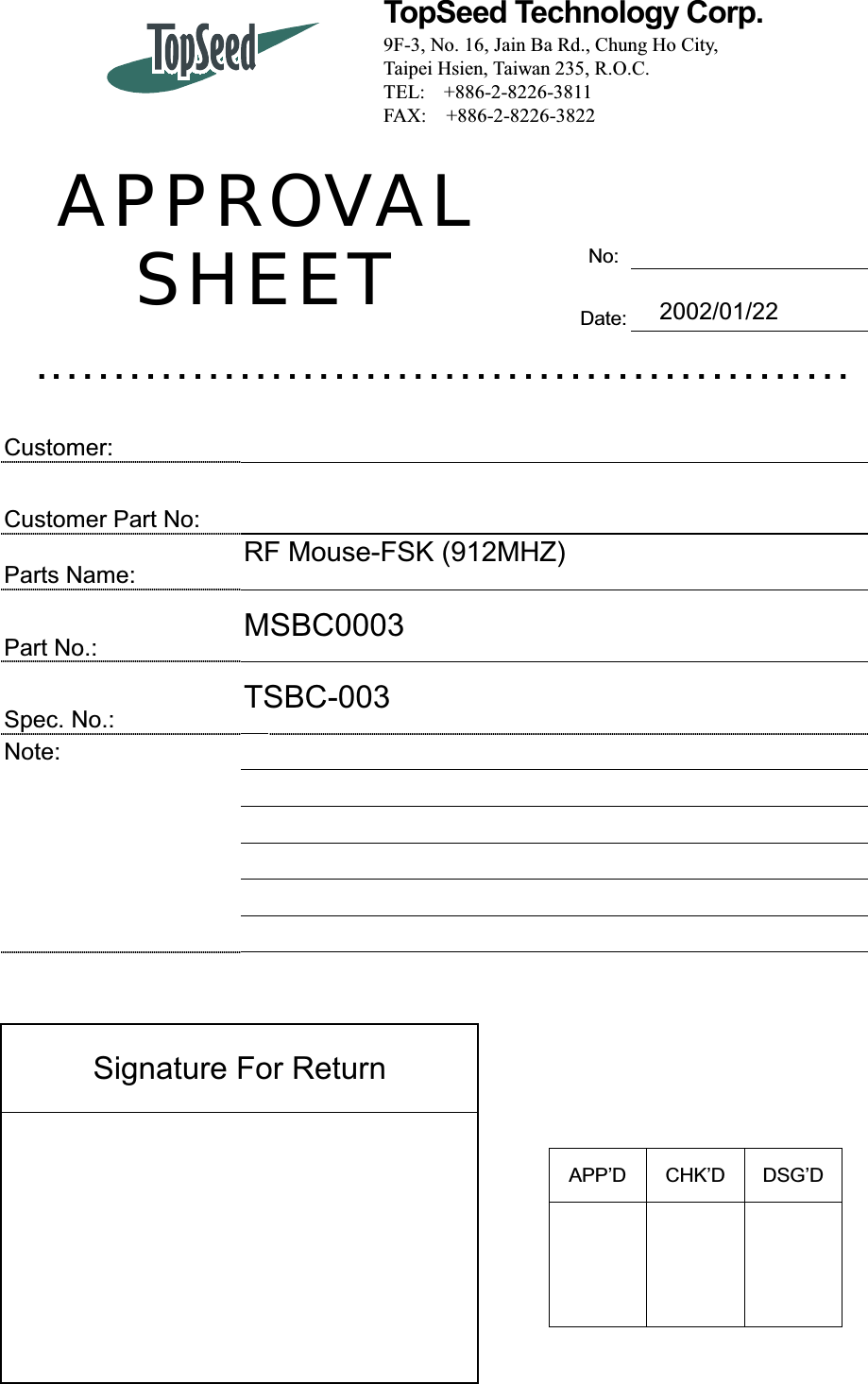 TopSeed Technology TSBC-003 Wireless Mouse User Manual Manual