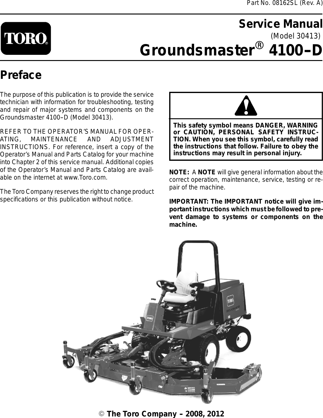 Toro 4100 D Users Manual Gm4100 0